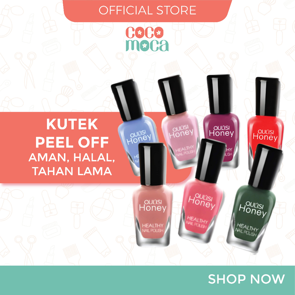 Jual Kutek Peel Off Oulisi honey halal muslimah banyak warna Cat Kuku kutek Tahan Lama Nail ...
