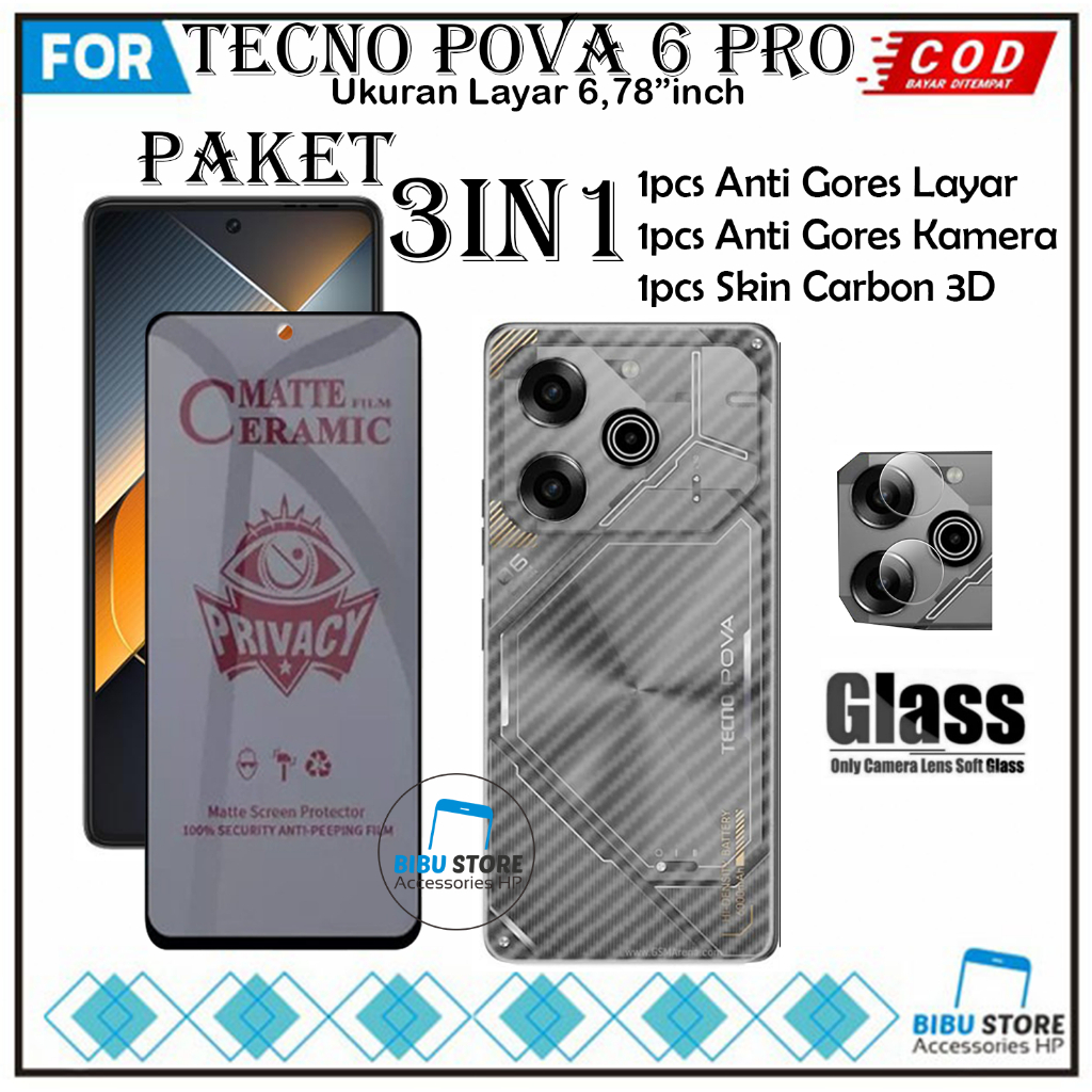 Jual Promo Paket 3in1 Tempered Glass Tecno Pova 6 6 Pro 6 Neo Antigores Kaca Full Cover | Shopee ...