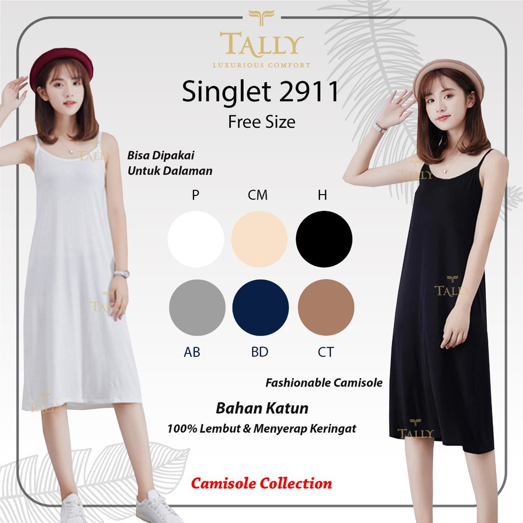 Jual Tank Top Singlet Panjang Wanita Tally Fit To XL 2911 | Shopee ...