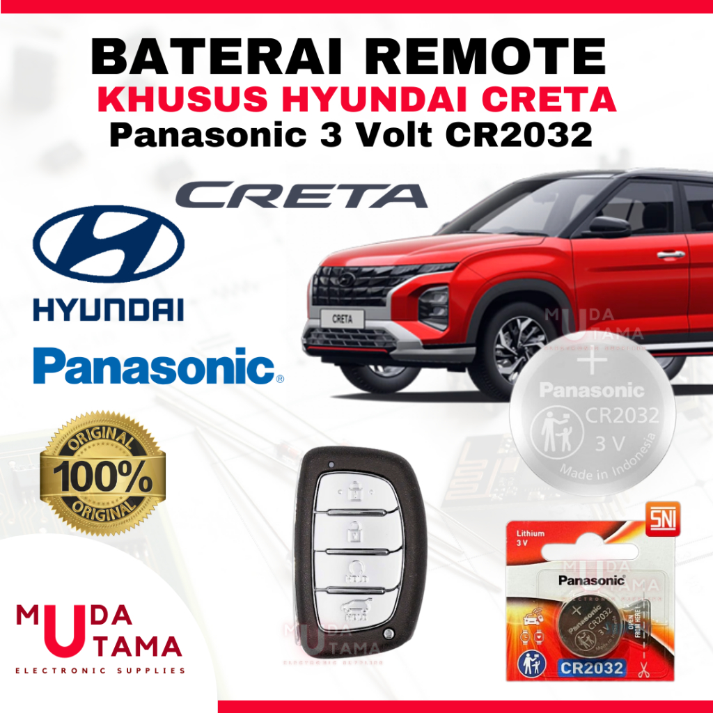 Jual Baterai Remote Mobil HYUNDAI CRETA - ORIGINAL PANASONIC CR2032 3 ...