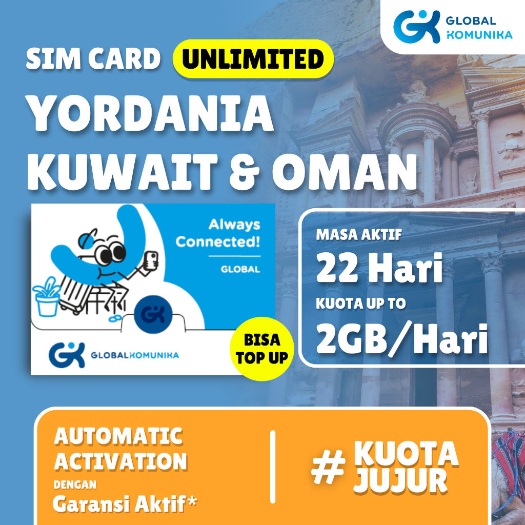 Jual Simcard Jordan Kuwait Oman Unlimited | Sim Card Yordania Unlimited Global Komunika | Shopee ...