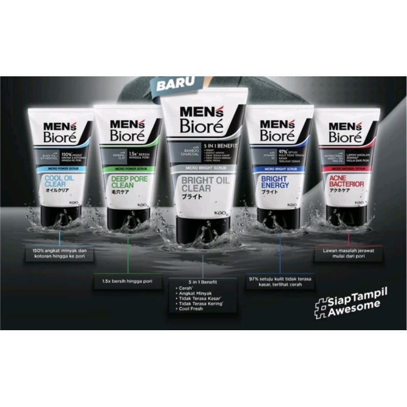 Jual Men's Biore Double Scrub Facial Foam Cool Oil Clear 100gr | Shopee ...