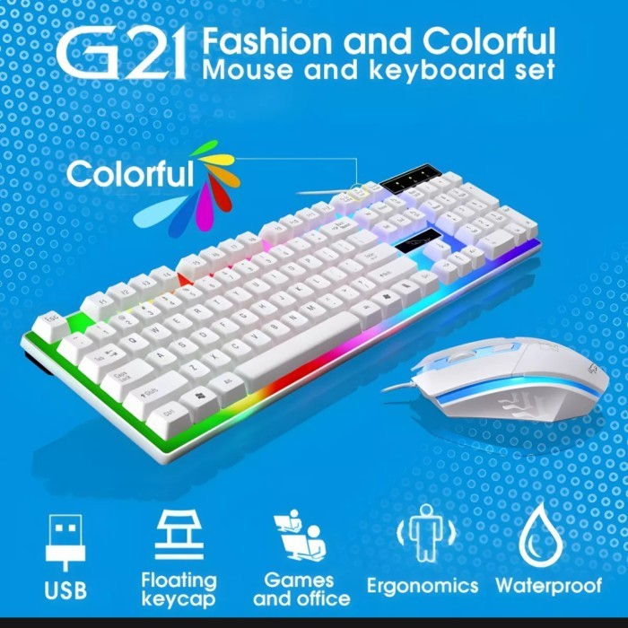Jual G21b Set Keyboard Mouse Kabel Usb Keyboard Mouse Gaming Rgb Usb