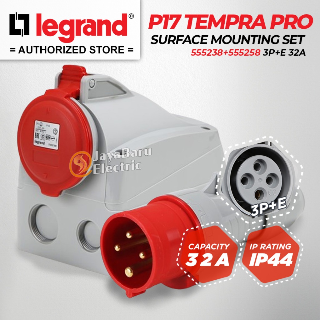 Jual Legrand Paket 1 Set Plug Surface Mounting Socket 3P+E / 4 Pin 4Pin 32A IP44 555238 555258 ...