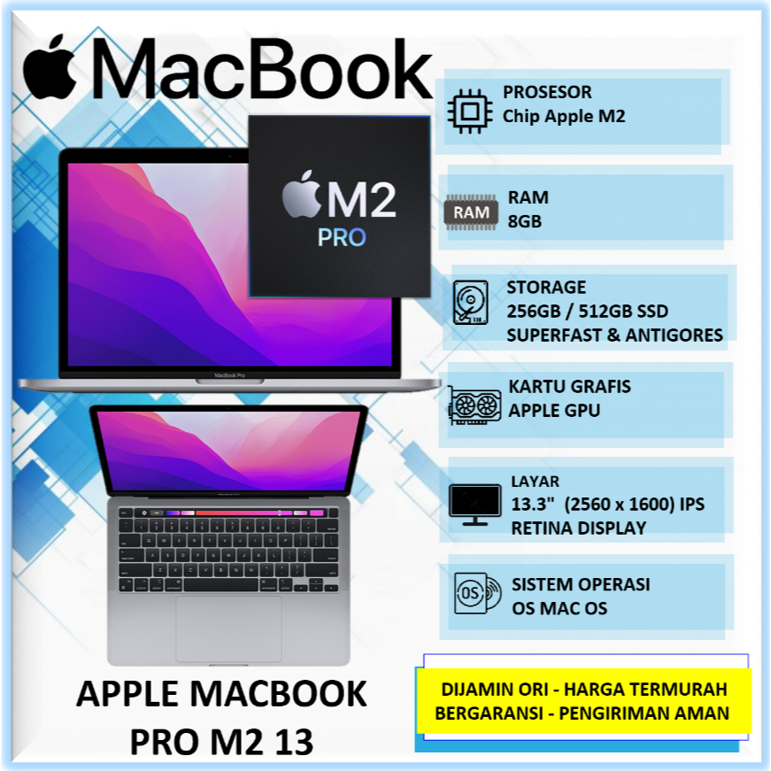 Jual Mac book Pro M2 13 8GB 256GB SSD 13" Touchbar Space Grey | Shopee ...