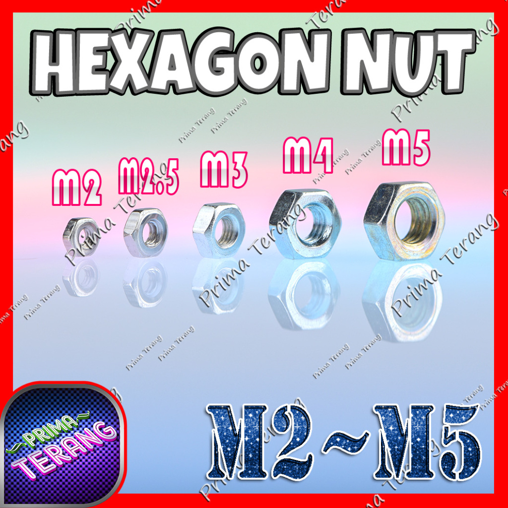 Jual Mur Hex Nut M2 M2.5 M3 M4 M5 M6 M8 M10 M12 Stainless SUS304 / Galvanis | Shopee Indonesia