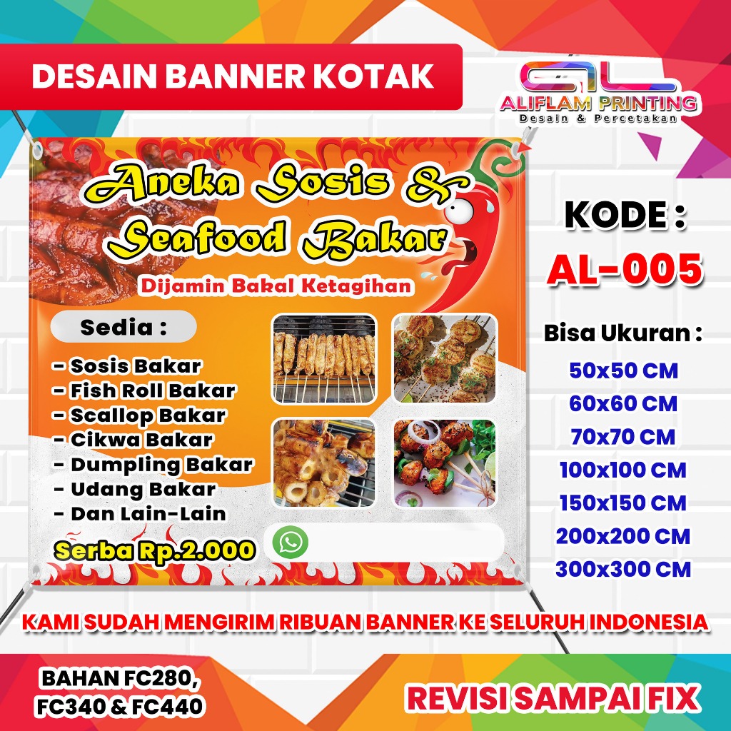 Jual CETAK BANNER/SPANDUK ANEKA FOOD BAKAR KOTAK AL-005 | REVISI SAMPAI ...