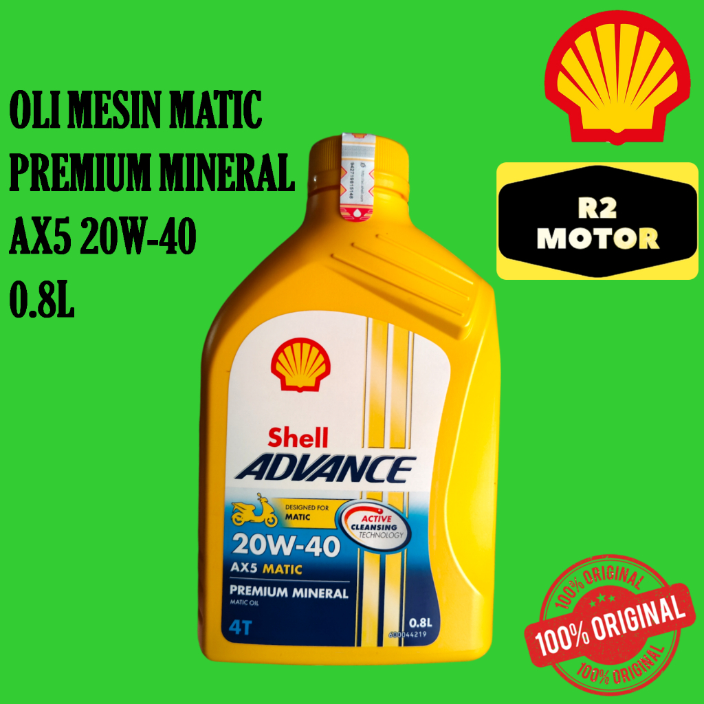 Jual OLI MESIN MOTOR MATIC SHELL ADVANCE AX5 20W-40 (0.8L) MIO FINO ...