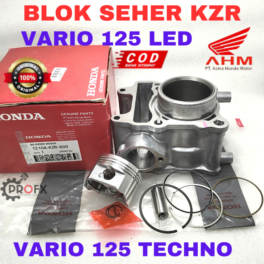 Jual BLOK SEHER + RING PISTON KIT VARIO 125 , 125 LED HONDA KZR KUALITAS ORIGINAL AHM ASLI BELOK ...