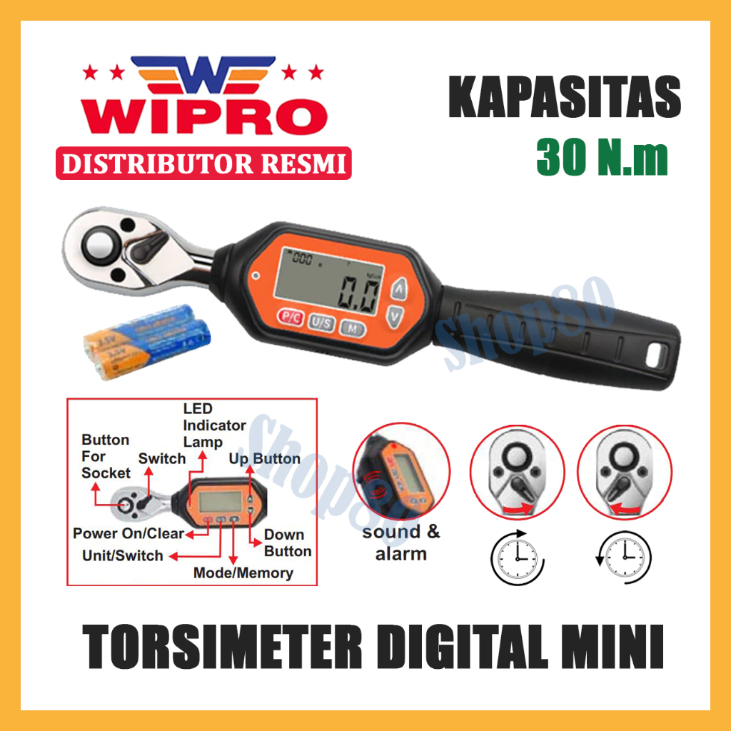 Jual Wipro Torsi Meter Digital Mini Kunci Momen Torque Meter 30Nm 1/4 ...