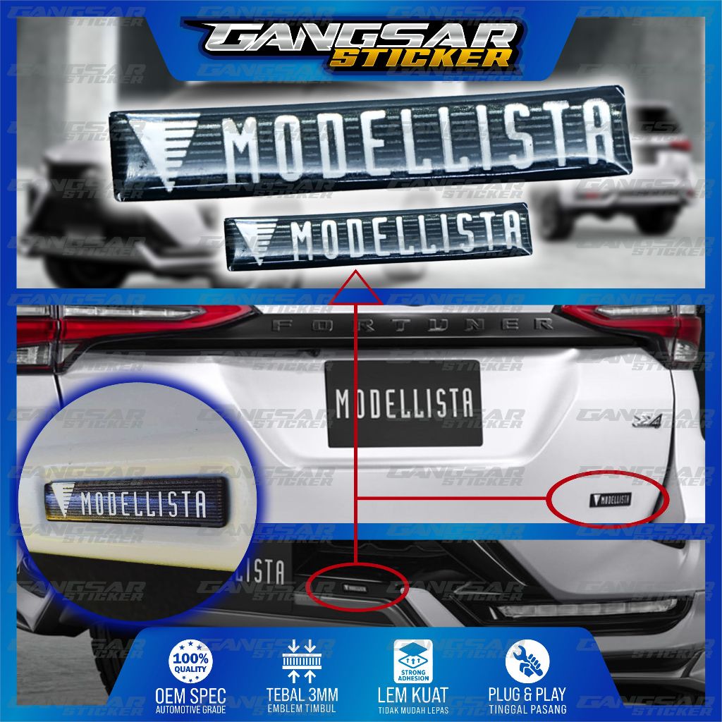 Jual emblem toyota modellista / emblem modellista fortuner / emblem ...