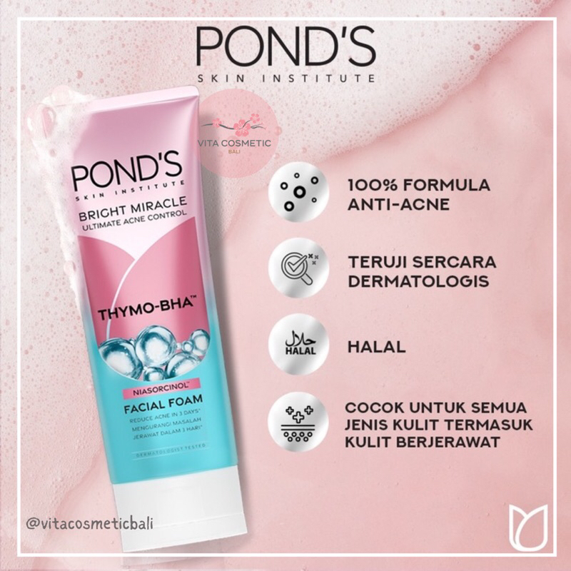Jual Ponds Acne Solution Anti Acne Facial Foam Bright Miracle Control ...