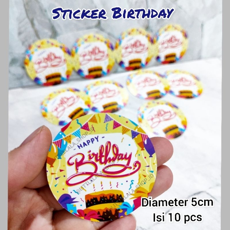 Jual Sticker Birthday bulat diameter 5cm isi 10pcs/sticker goodie bag ...