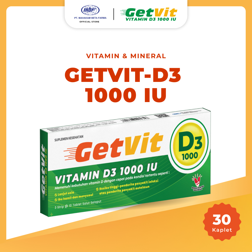 Jual GETVIT D3 1000IU - Vitamin Daya Tahan Tubuh (30 Tablet) | Shopee ...