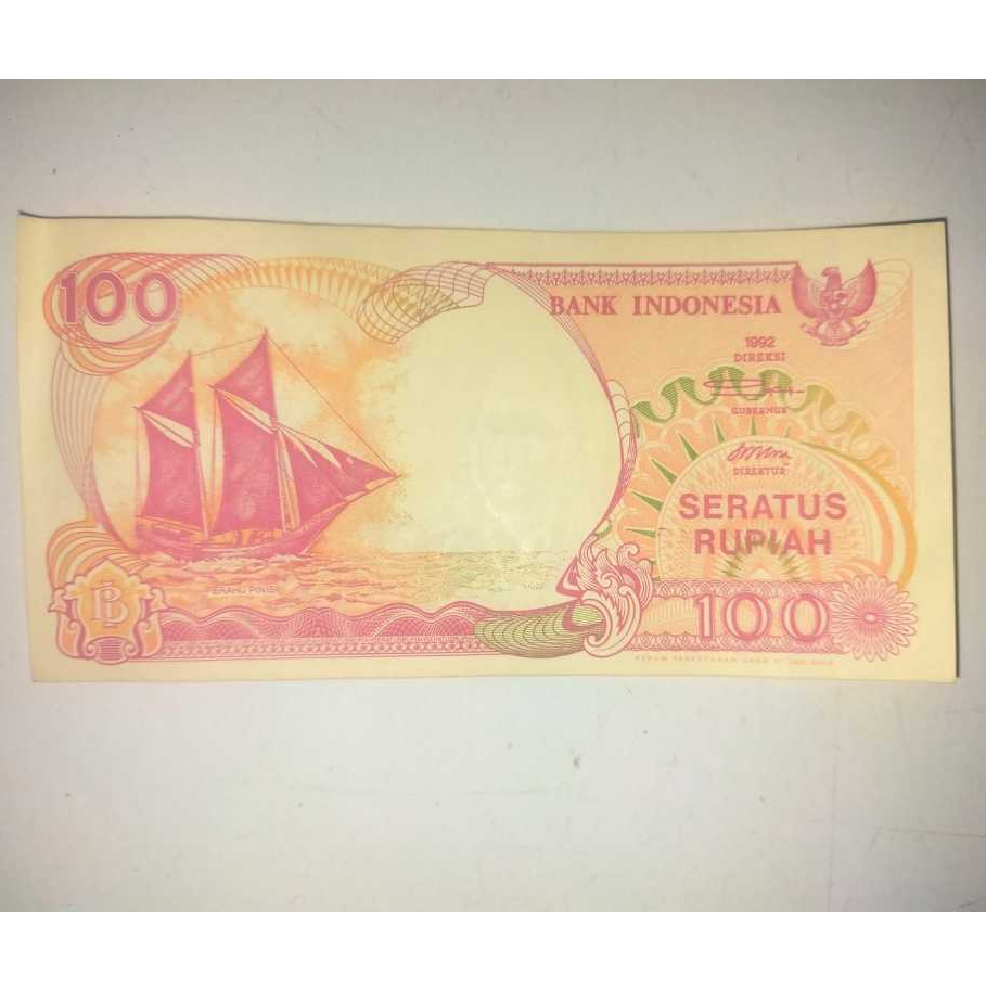 Jual Uang Kertas Lama Kuno Pecahan 100 Kapal Pinisi Gunung Krakatau ...