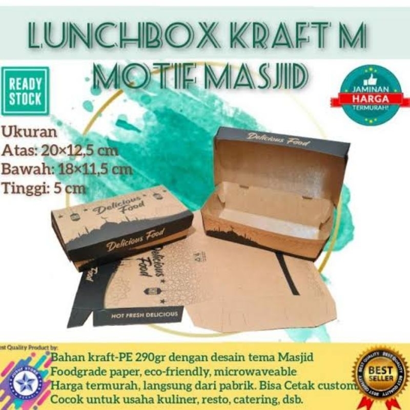 Jual (TEBAL) Paper Lunch Box Kertas Nasi Kotak Nasi ukuran M 290gsm ...
