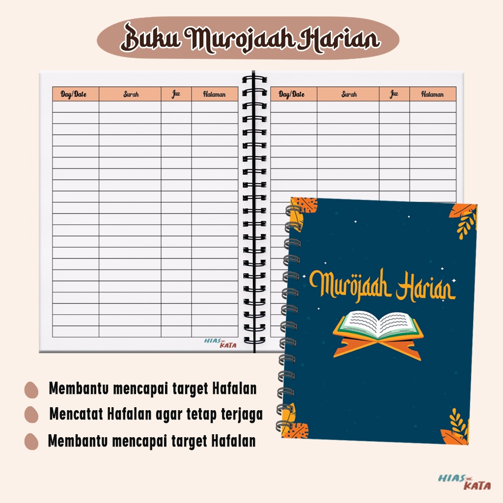 Jual Buku Catatan Murojaah Harian Hafalan Alquran A5 Spiral (Free Custom Judul) | Shopee Indonesia
