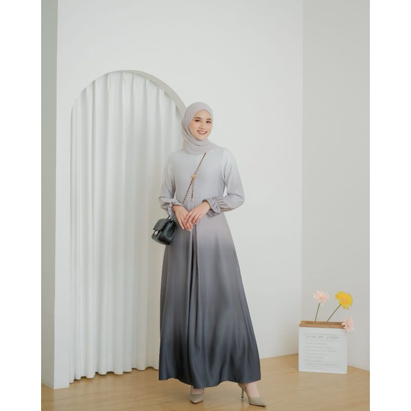 Jual Danisha Dress Abu Silver Gradasi Le Khari ( Size L ) | Shopee ...