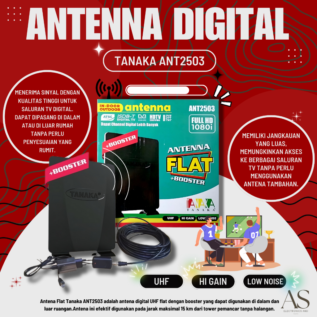 Jual TANAKA ANTENA TV DIGITAL FLAT +BOSTER INDOOR OUTDOOR | Shopee ...