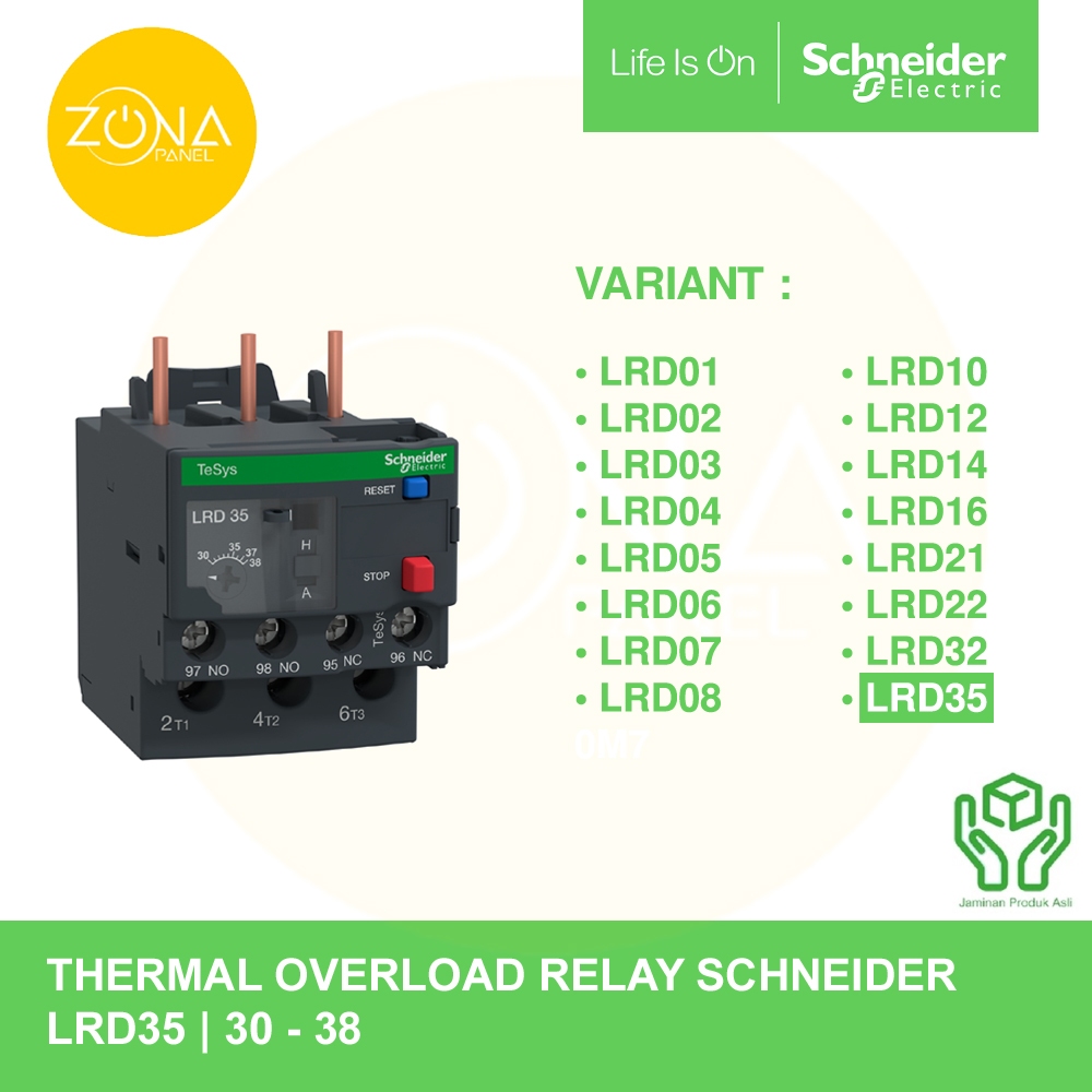Jual THERMAL OVERLOAD RELAY SCHNEIDER LRD35 LRD 35 30-38A NEW ORIGINAL ...