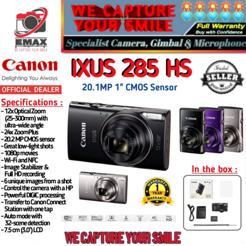 Jual CANON IXUS 285 HS Digital Pocket Camera Canon Ixus 285HS 20.2MP ...