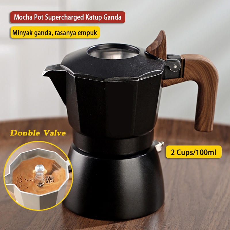 Jual Mocha Pot Double Valve Moca Pot Espresso Pot Mocha Supercharged ...