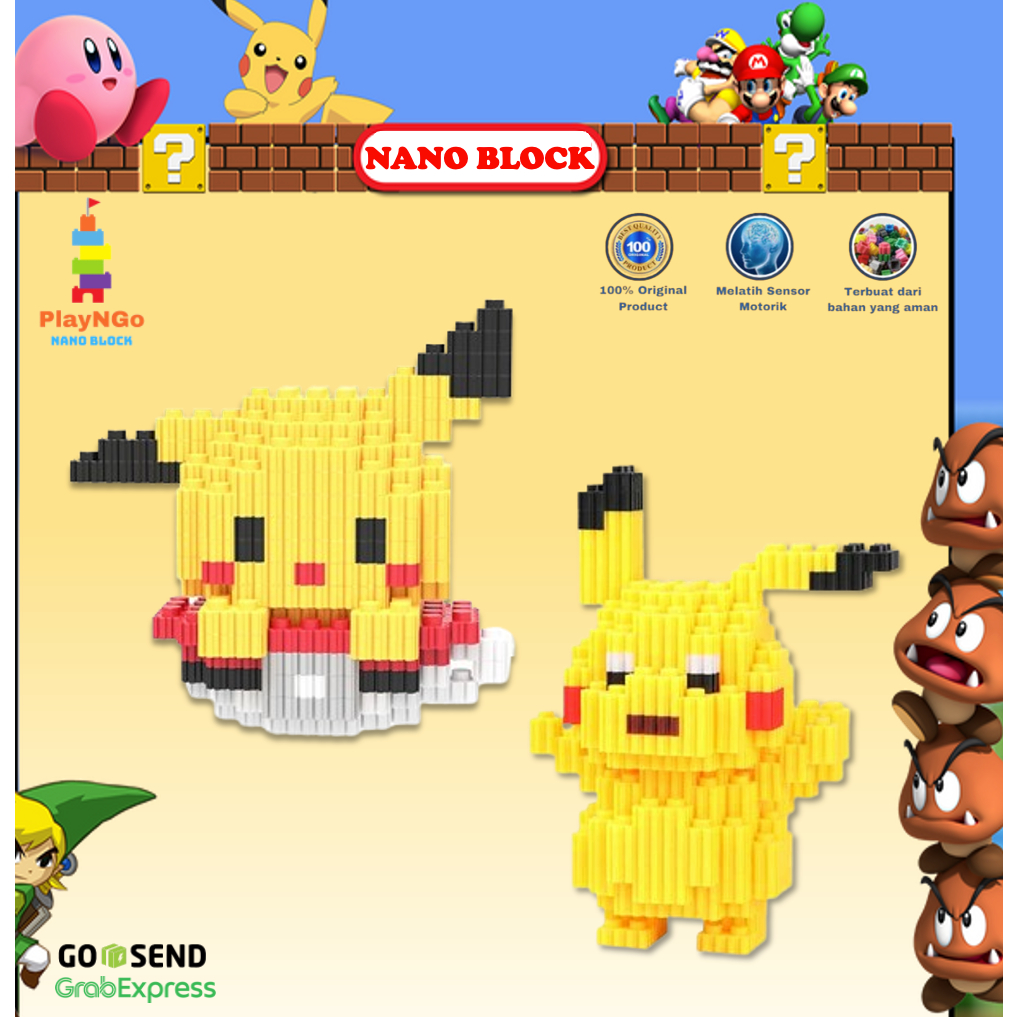 Jual Original Nano Block Mini Cup Pikachu / Mainan Bricks Education ...