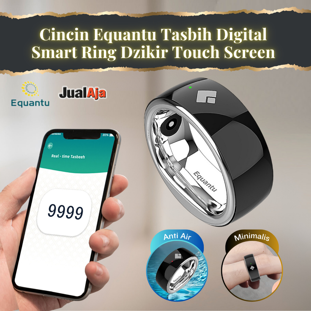 Jual Cincin Equantu Tasbih Digital Smart Ring QB708 Dzikir Touch Screen ...