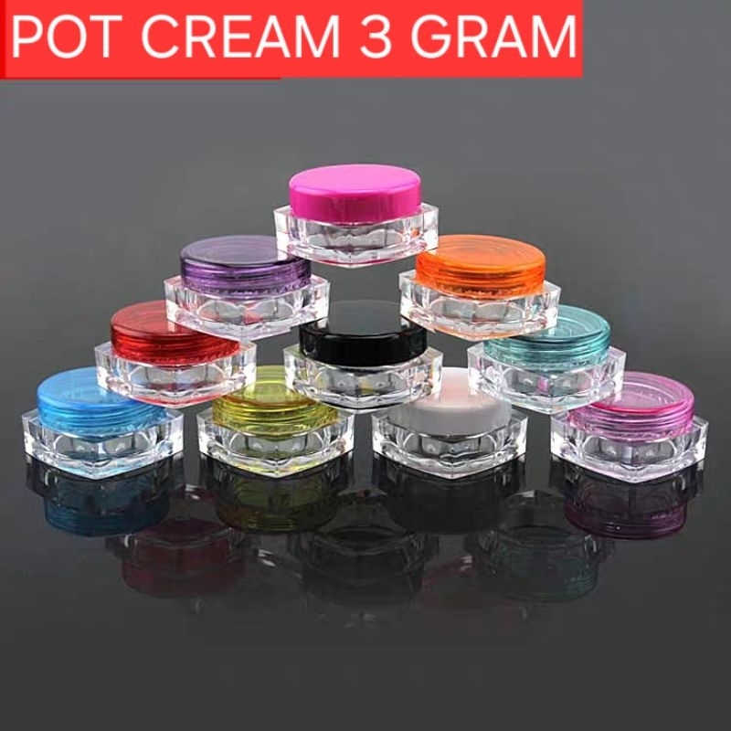 Jual Tempat Cream Mini 3 gram / Wadah Cream Pot Jar Cream Bulat & Petak ...