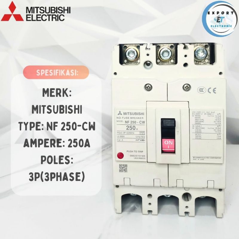 Jual MCCB Breaker MITSUBISHI NF250-CW 3P 250A | Shopee Indonesia