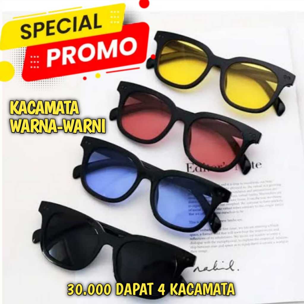 Jual PAKET HEMAT 4 Kacamata Lensa Warna-Warni - Kacamata Hitam Kacamata ...