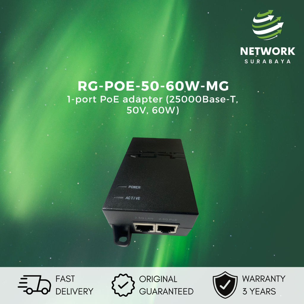 Jual RUIJIE REYEE RG-POE-50-60W-MG 1-PORT POE ADAPTER (25000Base-T, 50V ...