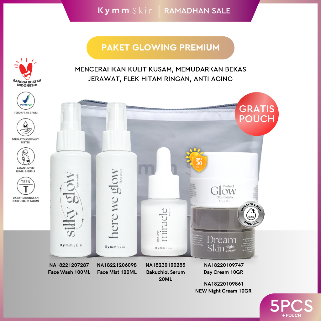 Jual KYMM SKIN [5pcs + Free Pouch] Paket Glowing Premium [Face Wash ...