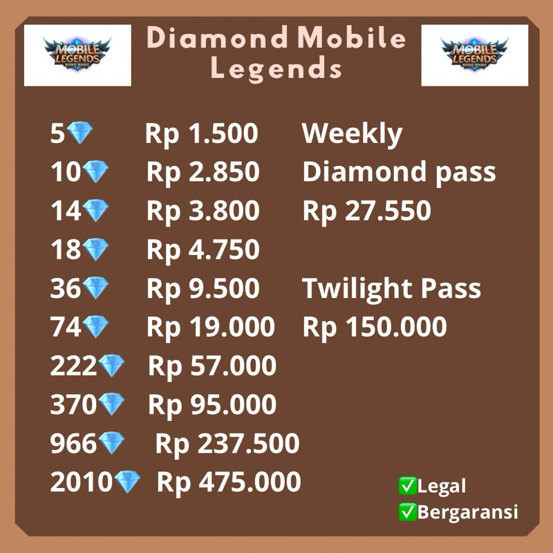 Jual diamond mobile legends ML Legal | Shopee Indonesia