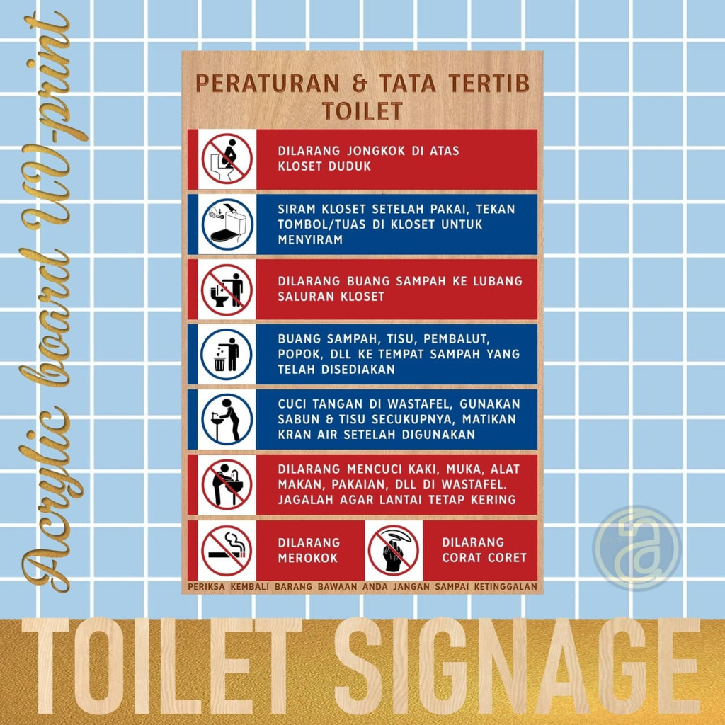 Jual arcamas - Etika Toilet | Sign akrilik 30x45 cm | Notice toilet ...