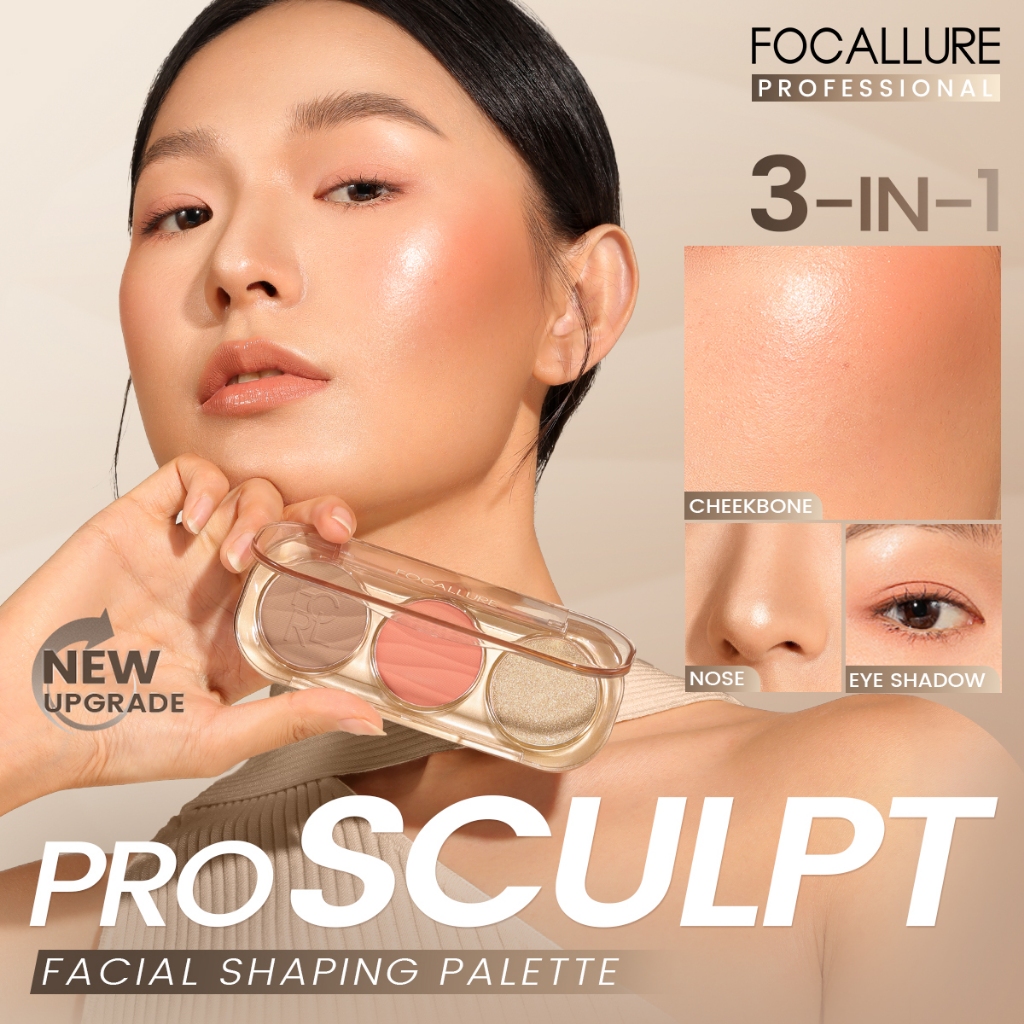 Jual [NEW] Focallure Pro Sculpt 3 in 1 3D Palette Highlighter & Contour ...