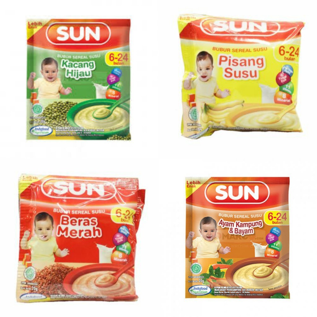 Jual TERMURAH SUN BUBUR CEREAL SUSU BAYI SACHET BERBAGAI VARIAN RASA ...