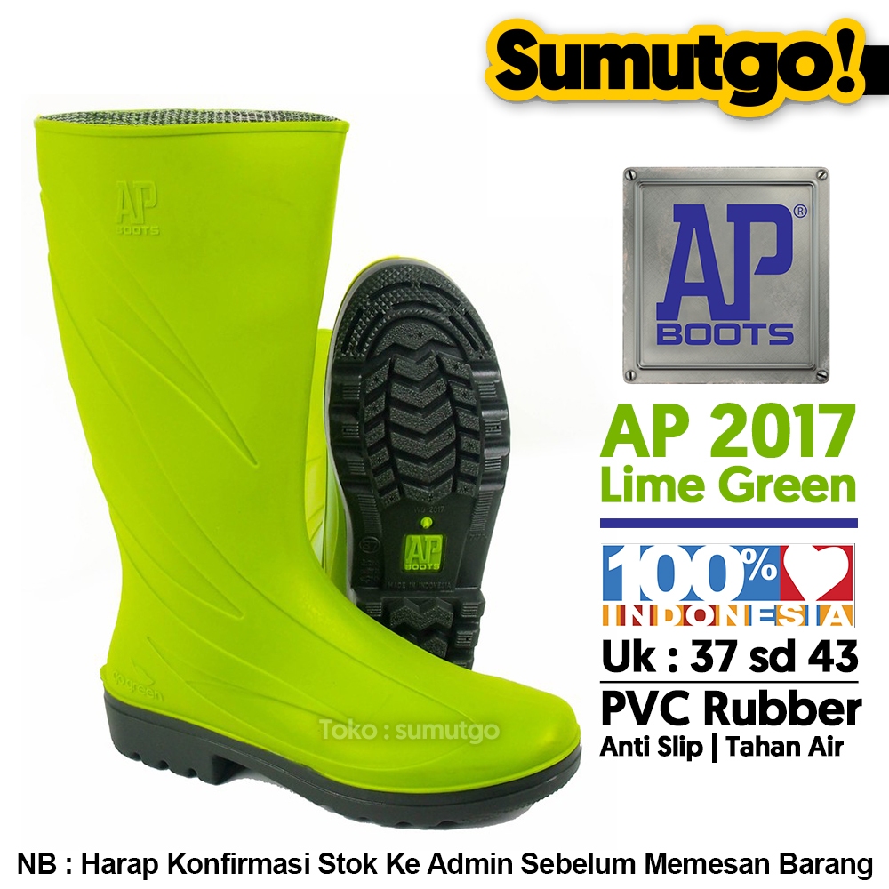 Jual AP Boots 2017 Lime Green Sepatu Karet PVC Boot Hujan Hijau Lemon ...