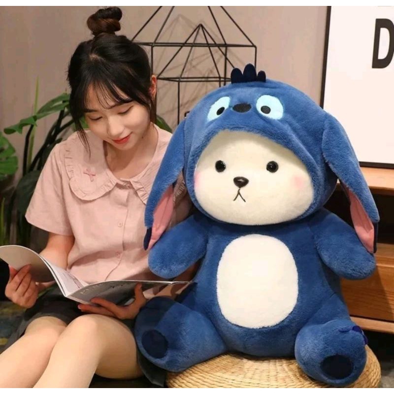Jual Boneka Bear Hoodie Kupluk Lepas Pasang Karakter Lotso Stitch/Teddy ...