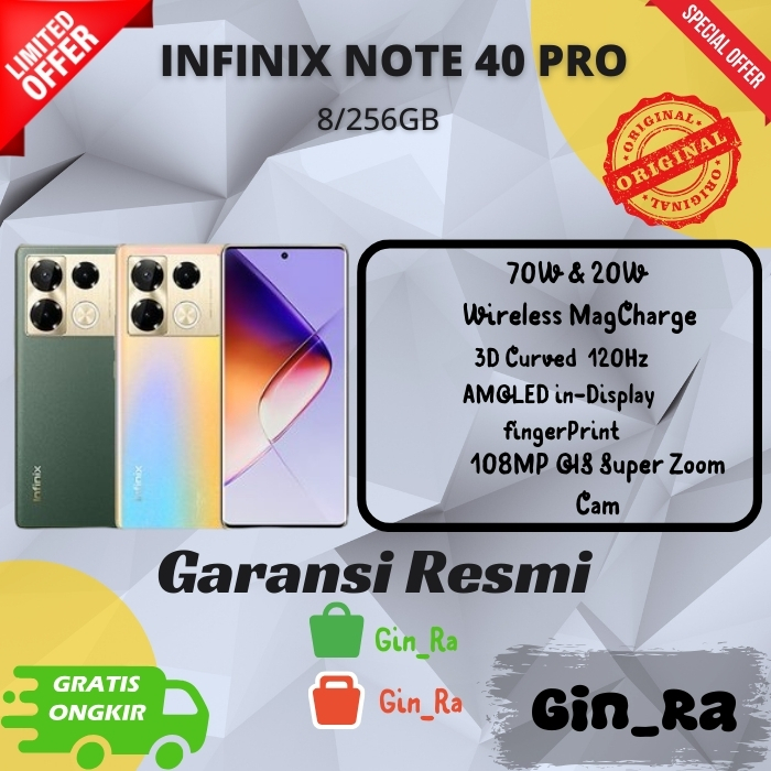 Jual Infinix Note 40 Pro 8/256GB - Up to 16GB Extended RAM - Helio G99 - 6.78” FHD+ 3D Curved ...