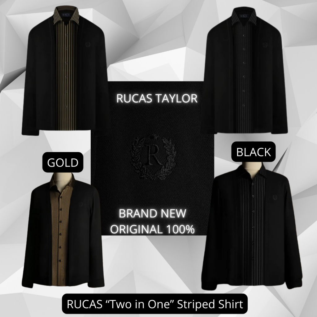 Jual RUCAS Taylor “Two in One” Striped Shirt - Black / Gold Original ...