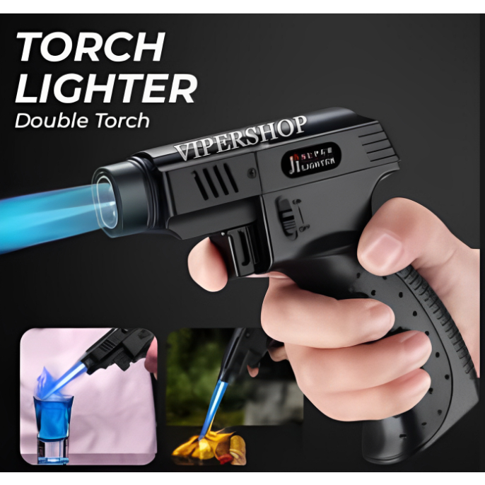 Jual Korek Api Gas Model 2 Api Double Las Jet Cooking BBQ Welding M900 ...