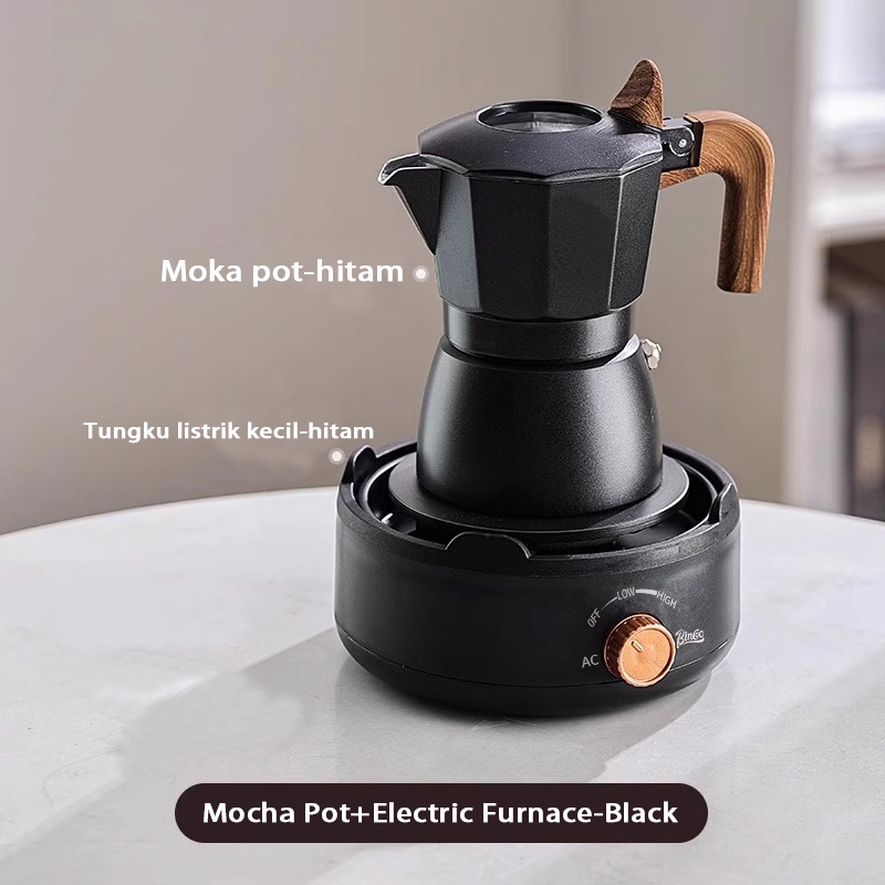 Jual Mocha Pot Espresso Pot Double Valve Moca Pot Tungku Listrik Set ...