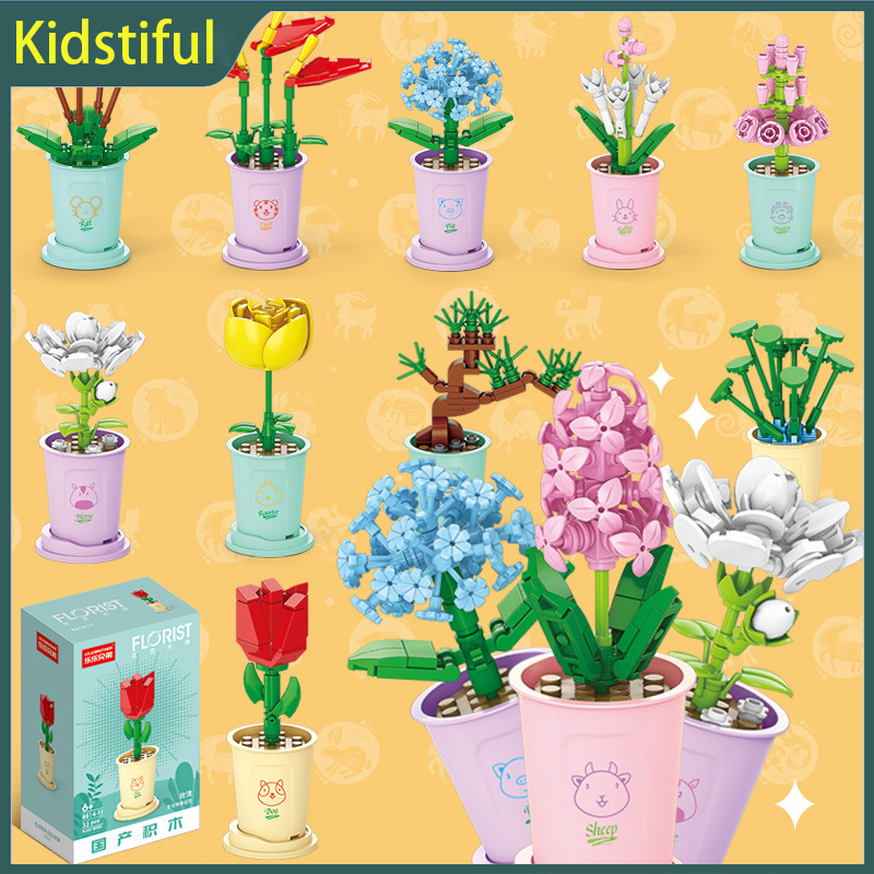 Jual Kidstiful Mainan Bunga DIY Flower Block Zodiak Cina Pot Tanaman ...