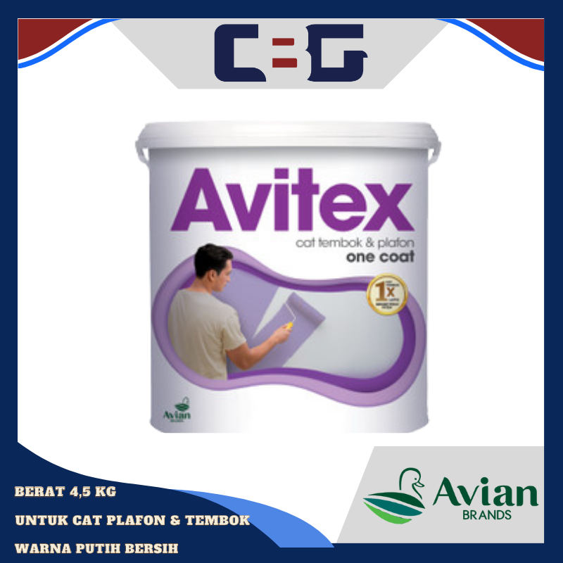 Jual AVITEX ONE COAT CAT TEMBOK & PLAFON 4,5 KG WHITE | Shopee Indonesia