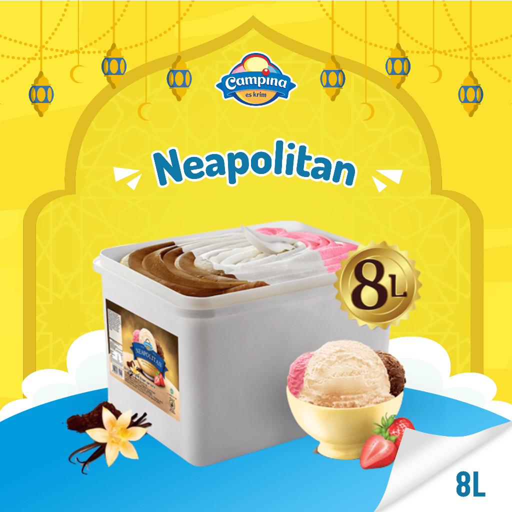 Jual CAMPINA Ice Cream Neopolitan Eskrim 8 Liter - 1 BOX | Shopee Indonesia