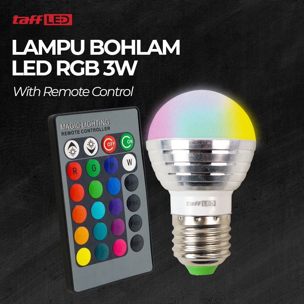 Jual TaffLED Lampu Bohlam Led RGB dengan Remote Control E27 3W | Shopee ...