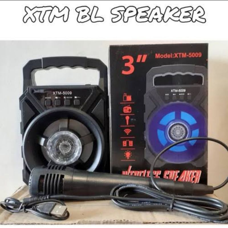 Jual SPEAKER BLUETOOTH KARAOKE LED PORTABLE XTM-5009 PLUS MIC KARAOKE ...