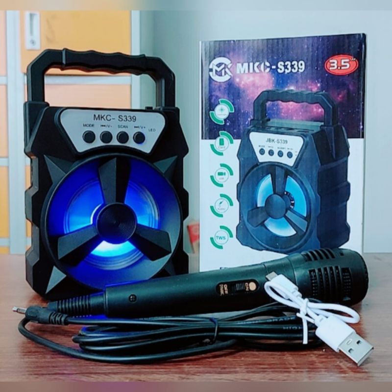 Jual speaker bluetooth MKC-S339 free microfone, full bass | Shopee ...