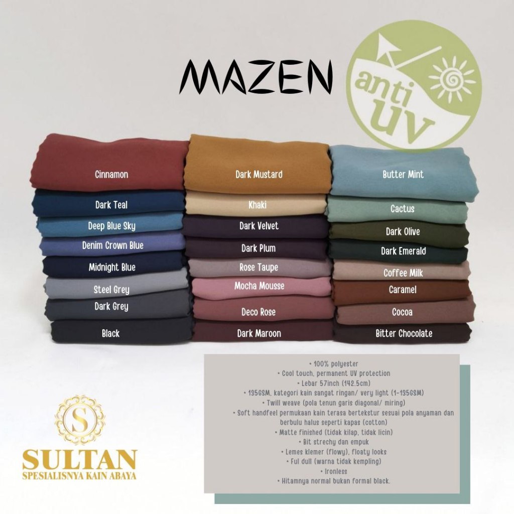 Jual Kain Abaya Anti UV Sultan - MAZEN Bahan Gamis Abaya Berkualitas Tinggi | Shopee Indonesia